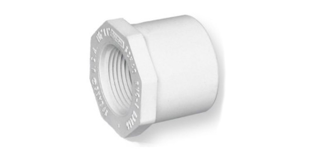 2" x 1" Reducing Bush - PVC - White