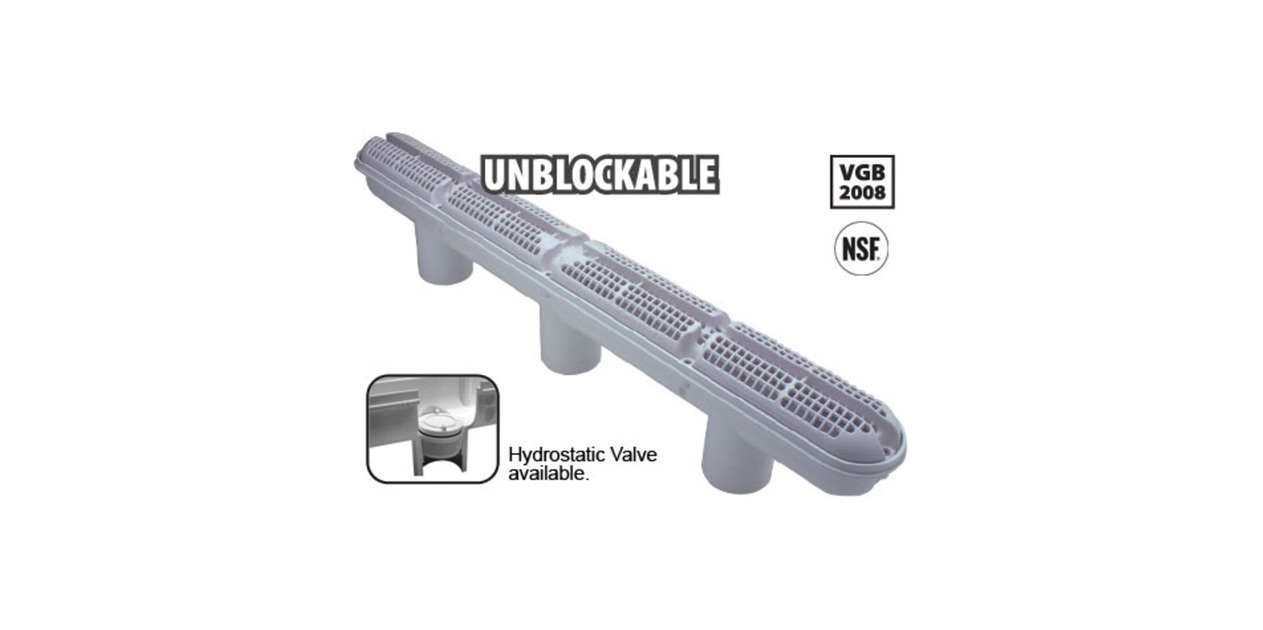 Waterway 32" Ultra Strip Drain for Concrete - White 2" connections