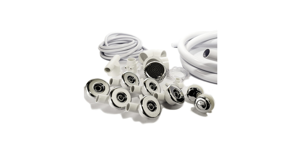 Superflow Whirlpool DIY Kit - 6 Jet System | Chrome Jet Fronts